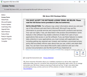 การอัพเกรด Microsoft SQL Server 2017 ไปยัง Microsoft SQL Server 2022